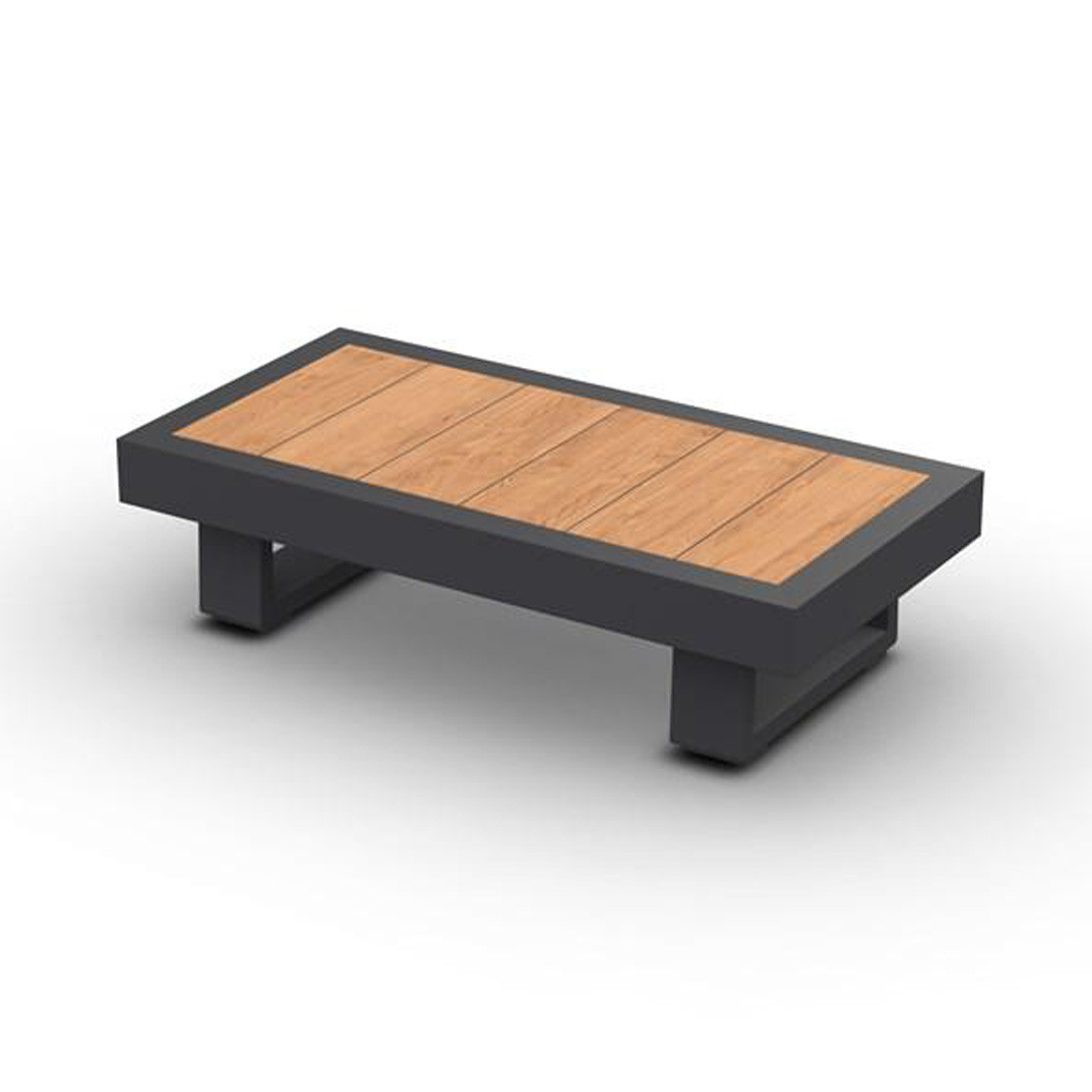 Fano Side Table U Leg Alu Charcoal Mat Teak Wood 90x45
